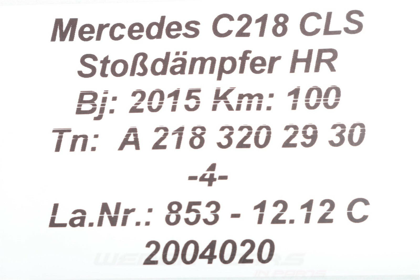 100km A2183202930 Mercedes C218 CLS Shock Strut Rear Right R Hr -5 | eBay