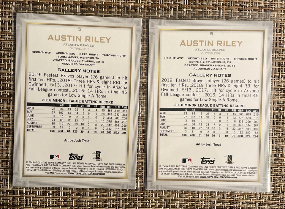 2019 Topps Gallery Austin Riley Rookie #5 Atlanta Braves RC (2) | eBay