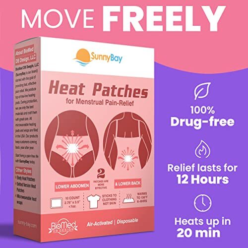 Heat Patches for Menstrual Cramp Relief,130F Warmth up to 8 Hours,Stick ...