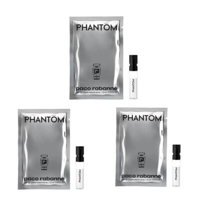 Set 3 Pcs Paco Rabanne Phantom Eau De Toilette Spray Mini Sample Vial 1 ...