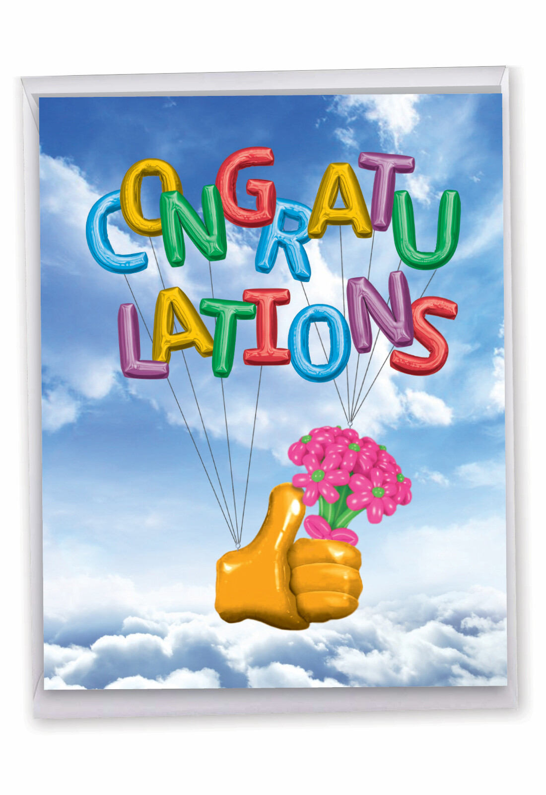 1 Jumbo Congratulations Greeting Card (8.5" x 11") - Thumbs-Up Balloons ...