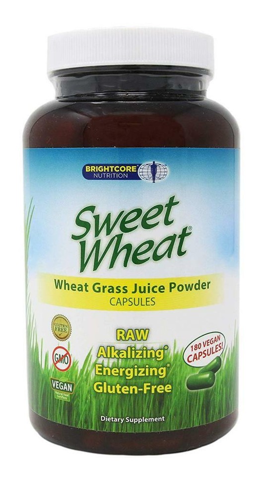 Brightcore Sweet Wheat Organic Grass Juice Powder, 180 Capsules ...