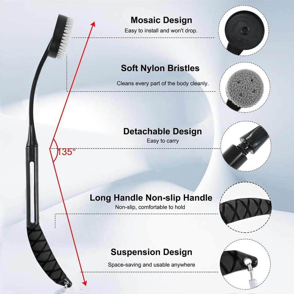 Back Scrubber for Shower,20.5" Bath Brush Long Handle for Deep Cleaning ...