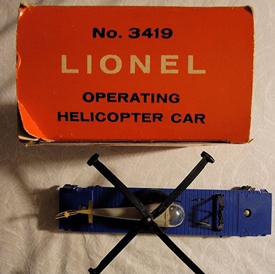 Lionel #3419 helicopter car Dark blue With Helicopter Launcher Great ...