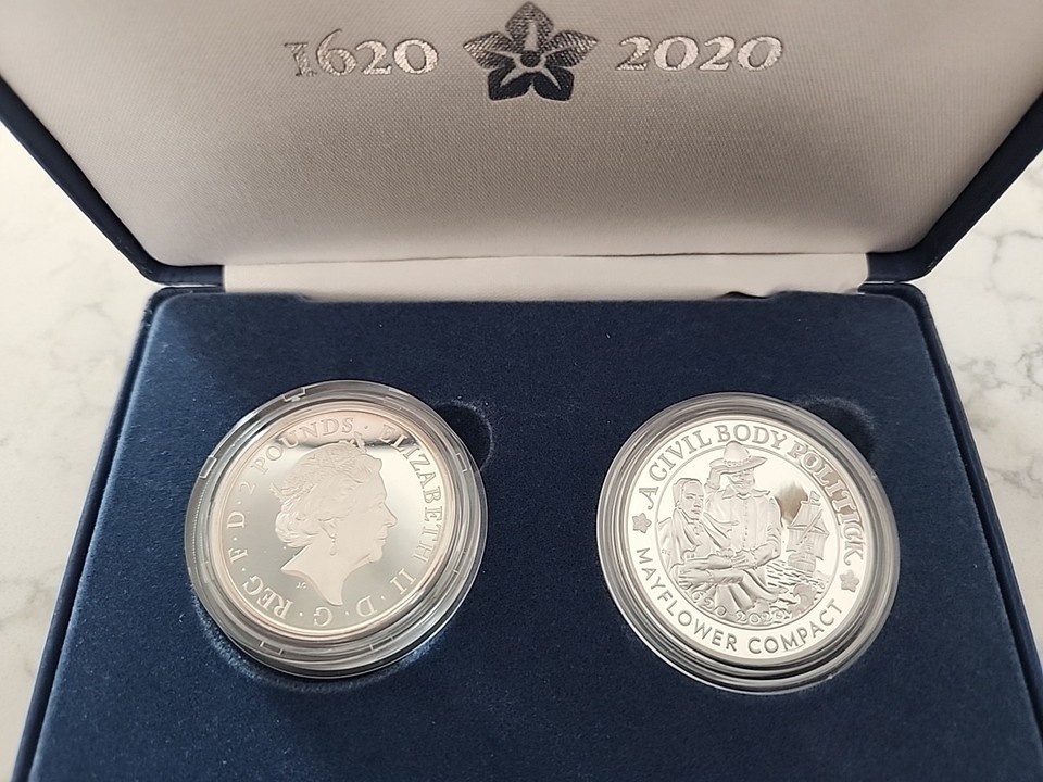 US Mint & Royal Mint Mayflower 400th Anniversary Silver Proof Coin ...