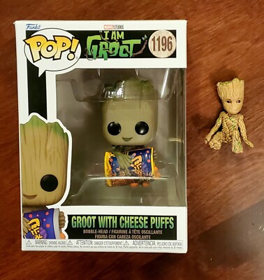 NEW MARVEL "I AM GROOT" FUNKO POP! GROOT WITH CHEESE PUFFS #1196 WITH ...