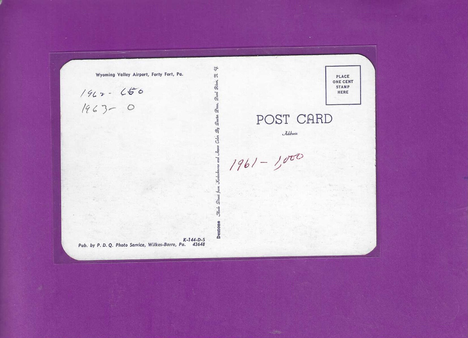 private prop planes at 50s Forty Fort PA Wyoming Valley airport postcard | eBay