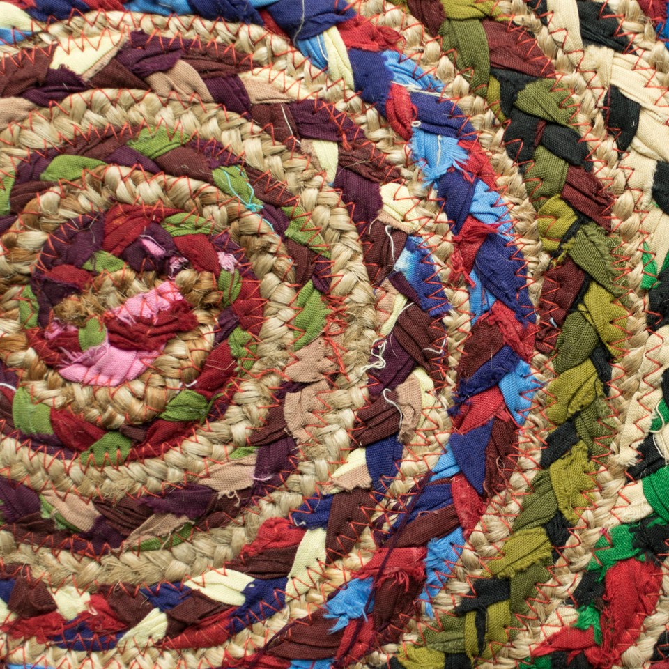 ⭐Round Chindi Rag Rug Jute & Cotton Multicolour Braided Shabby 60 90 ...