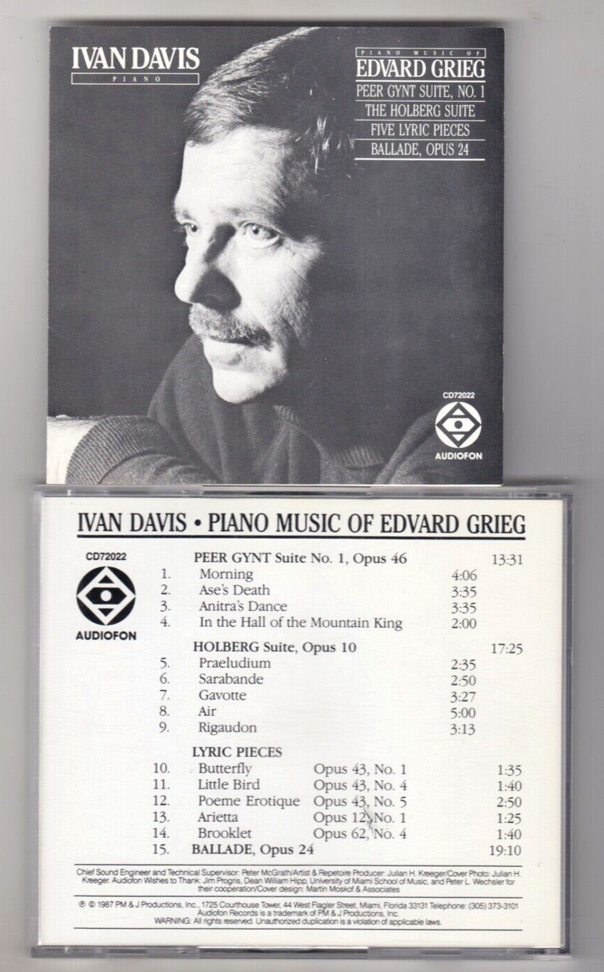 IVAN DAVIS-PIANO MUSIC OF EDVARD GRIEG-1987-INC PEER GYNT-RARE ...