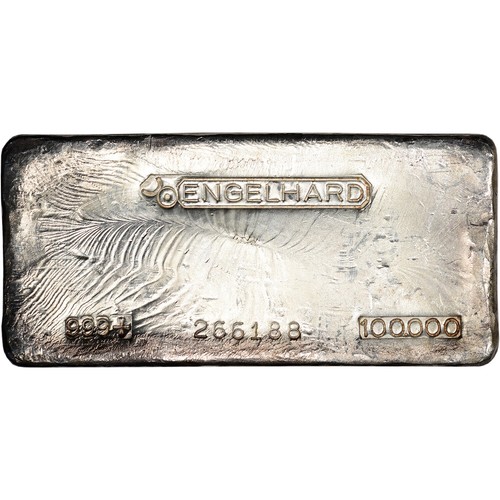 Vintage 100 oz Silver Bar - Engelhard Bull Logo .999+ Fine with Serial ...