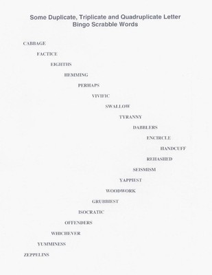Some Duplicate, Triplicate and Quadruplicate Letter Bingo Scrabble ...