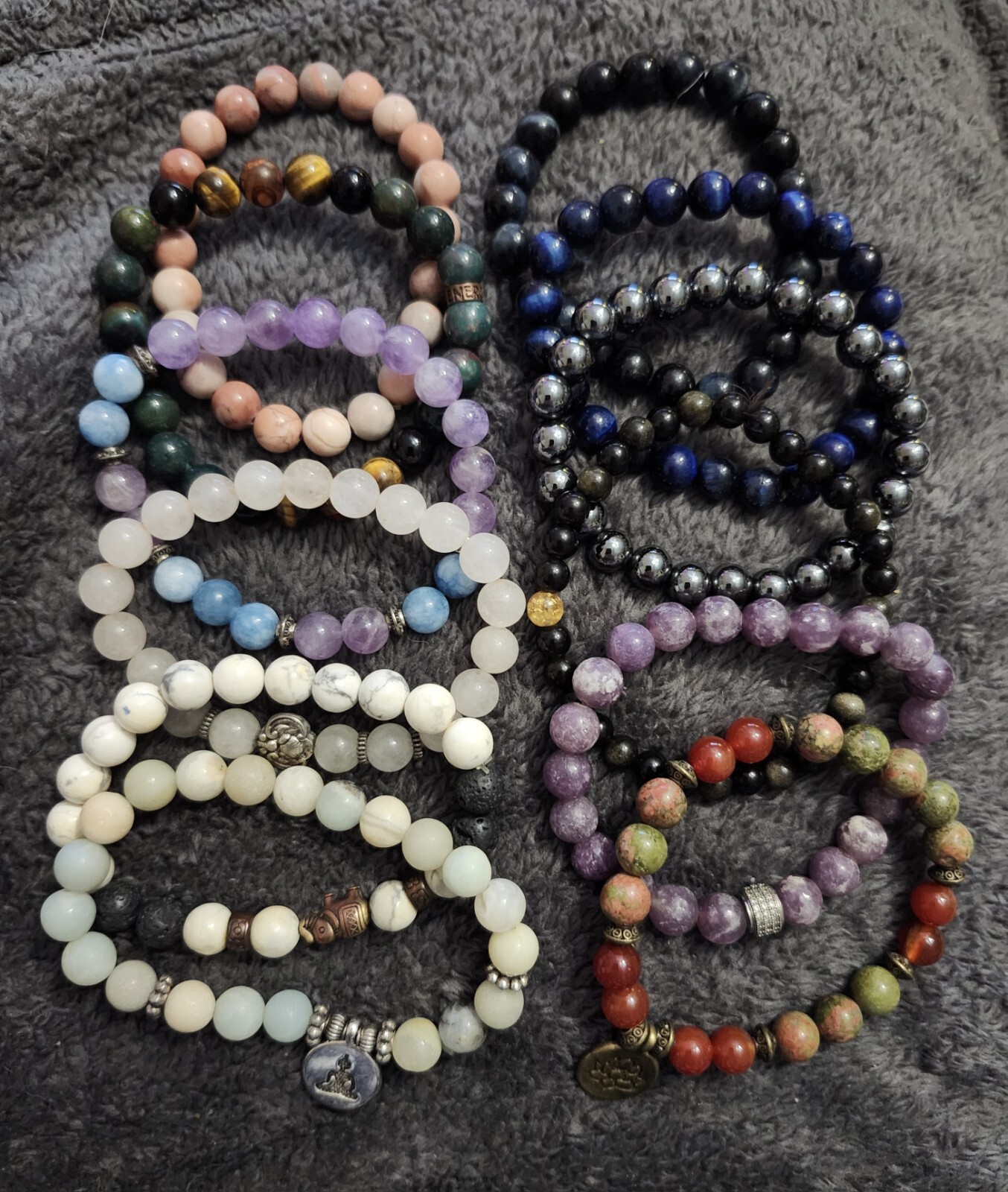 12 Assorted Genuine Beaded Crystal Bracelets - Gem
