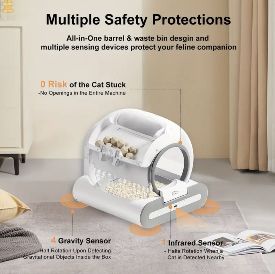 DOEL Automatic Self-Cleaning Cat Litter Box 65L APP Control with Cat ...