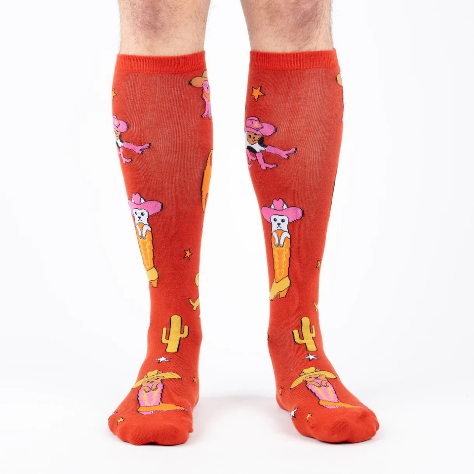 Herding Cats Knee High Socks Size 9-11 Orange Sock It To Me Cowboy ...
