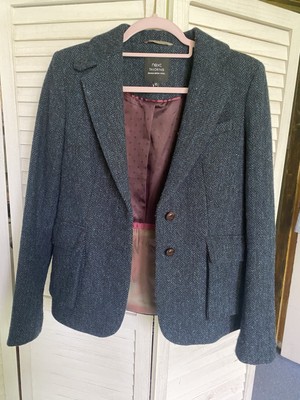 Next Tailoring Harris Tweed Navy Blue Ladies Blazer Jacket | eBay UK