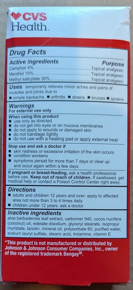 Muscle Rub CVS Health Ultra Strength Non-greasy Pain Relieving Cream 2 ...
