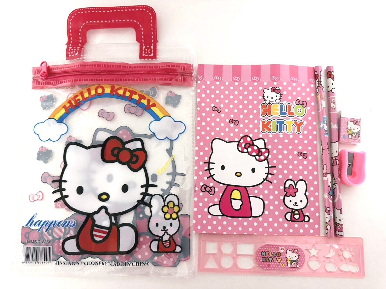 7PC Hello Kitty Girls Kids Stationery Set Pencil Rubber School Kit Gift ...