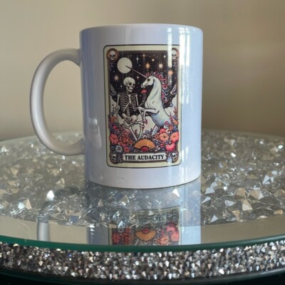 The Audacity spooky skull skeleton unicorn tarot card fortune White ...