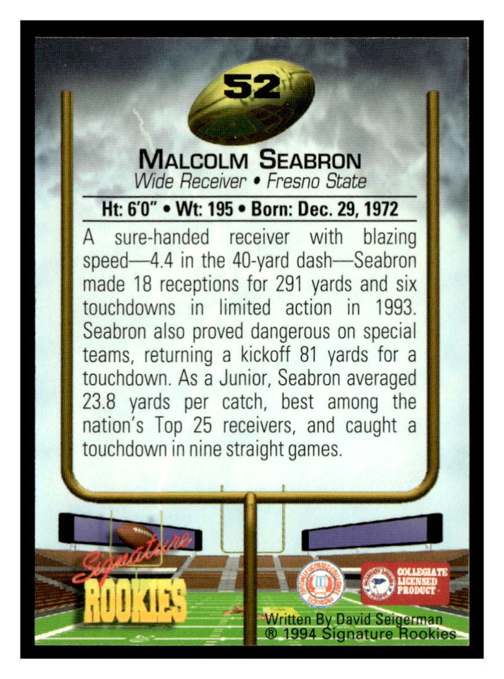 Malcolm Seabron 1994 Signature Rookies 52 PR45000 | eBay