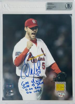 ADAM WAINWRIGHT SIGNED BAS SLABBED 8X10 PHOTO 4 ST LOUIS CARDINALS AUTO ...