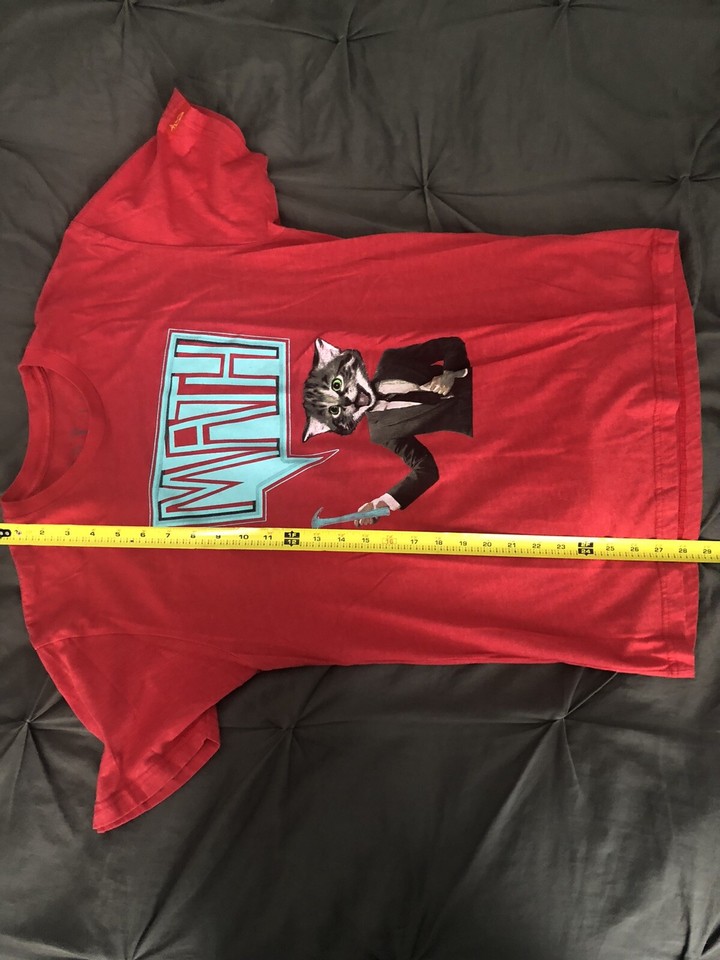 JON WYE MATH CAT MAN MEN CASUAL SHORT SLEEVE 100% COTTON T SHIRT SZ L ...