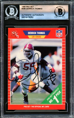 Derrick Thomas Autographed 1989 Pro Set Rookie Card Chiefs Beckett ...