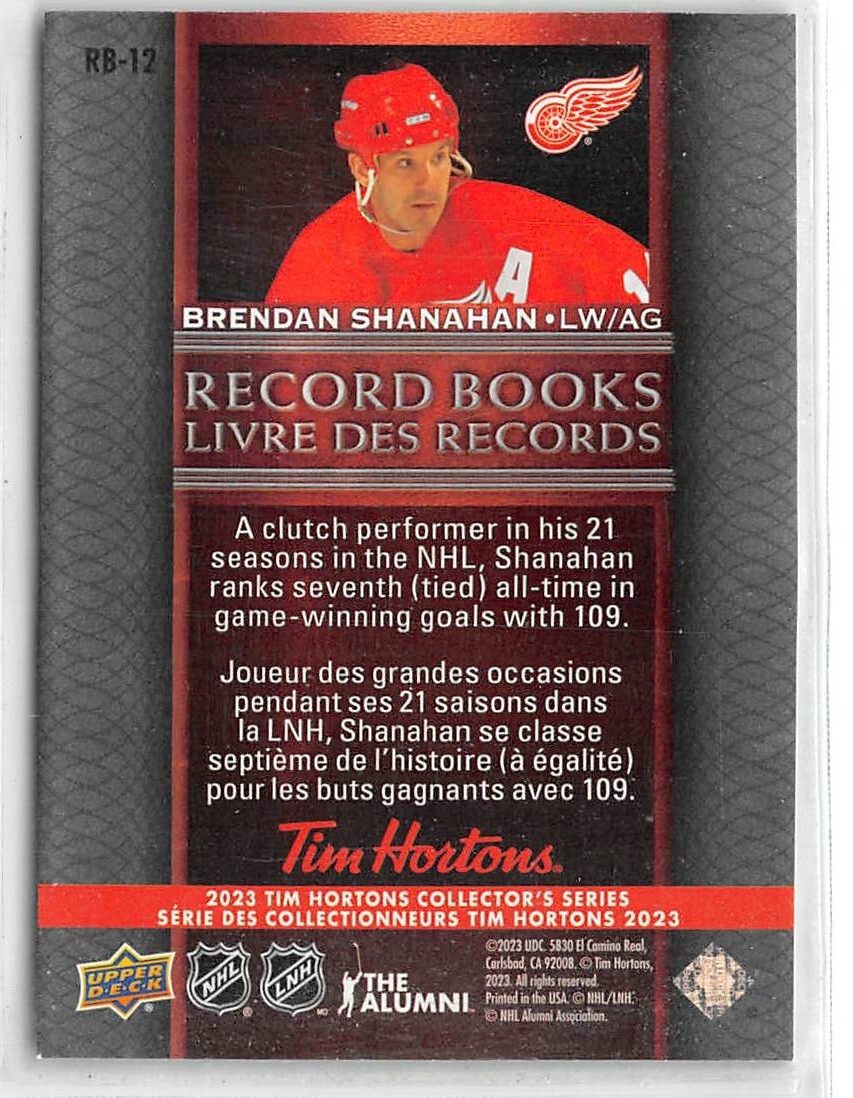 2023 Tim Hortons Legends Record Books RB-12 Brendan Shanahan | eBay