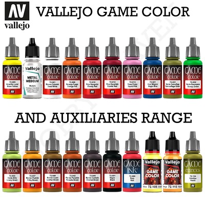 Vallejo Game Color Paints Inks Washes FX Fluo Xpress Full Range Fast ...