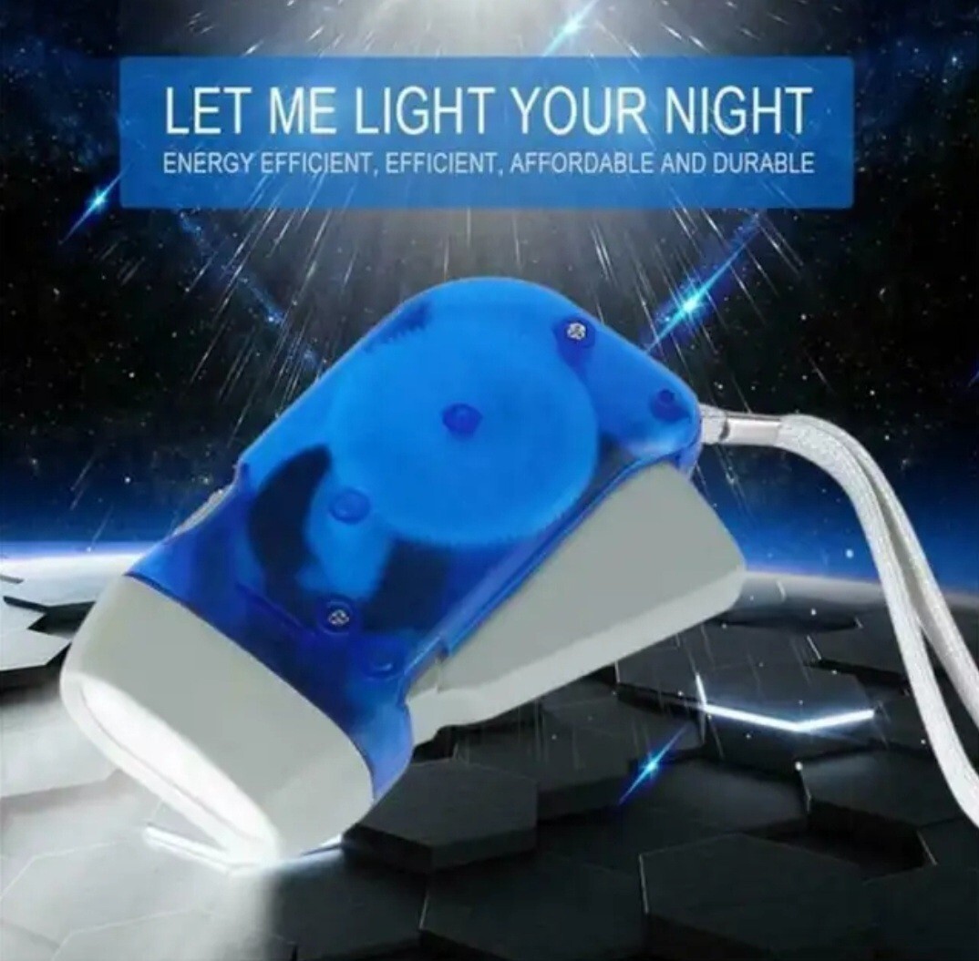 🔥Wind Up Flashlight Hand Press Crank Power LED Torch For Fishing ...