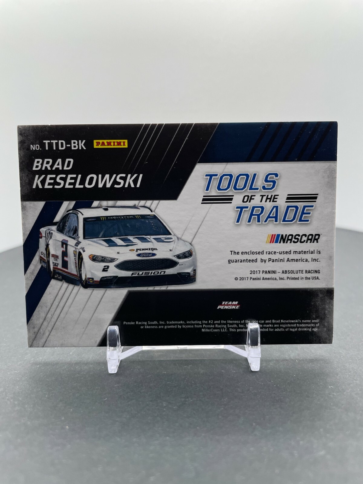 2017 Panini Absolute - Tools of the Trade Duals #TTD-BK Brad Keselowski ...
