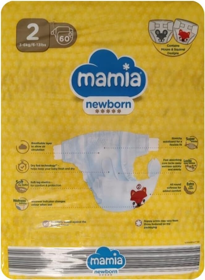 120/60 Size 2 Nappies mamia newborn Nappies Wetness Indicator Super ...