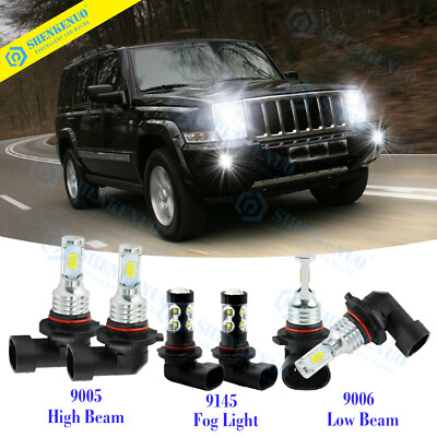 For Jeep Commander 2006-2010 6x Refit LED Headlights + Fog Light Bulbs ...