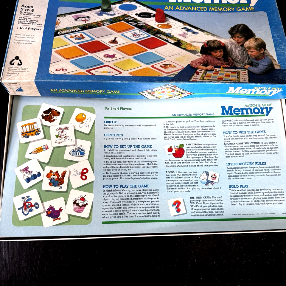 1986 Milton Bradley Match & Move Memory Game Vintage Advanced Edition As-Is | eBay