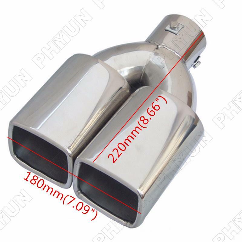 1pc Chrome 2.5" Inlet Car Exhaust Muffler Tip Dual Square Tail Pipe ...