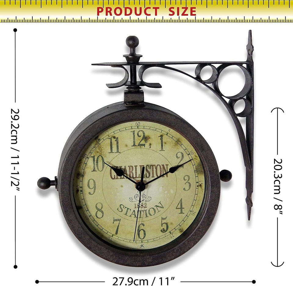 Weather-Resistant Train Station Clock with Double Sided Clock and ...