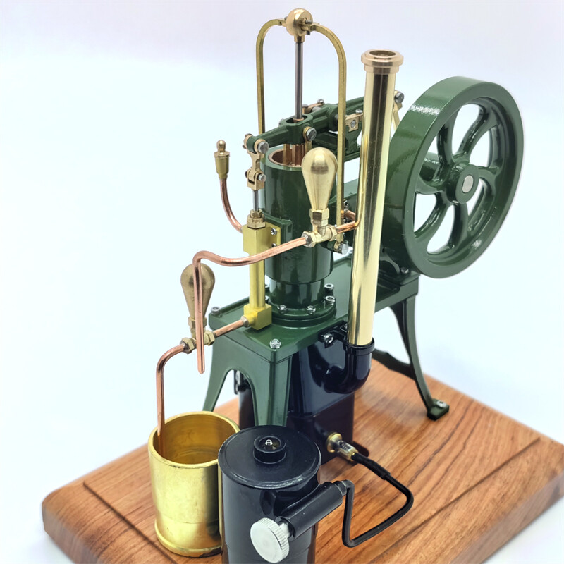 ENGINEDIY R01 Small Vertical Green Brass Manual Flywheel Start Engine ...