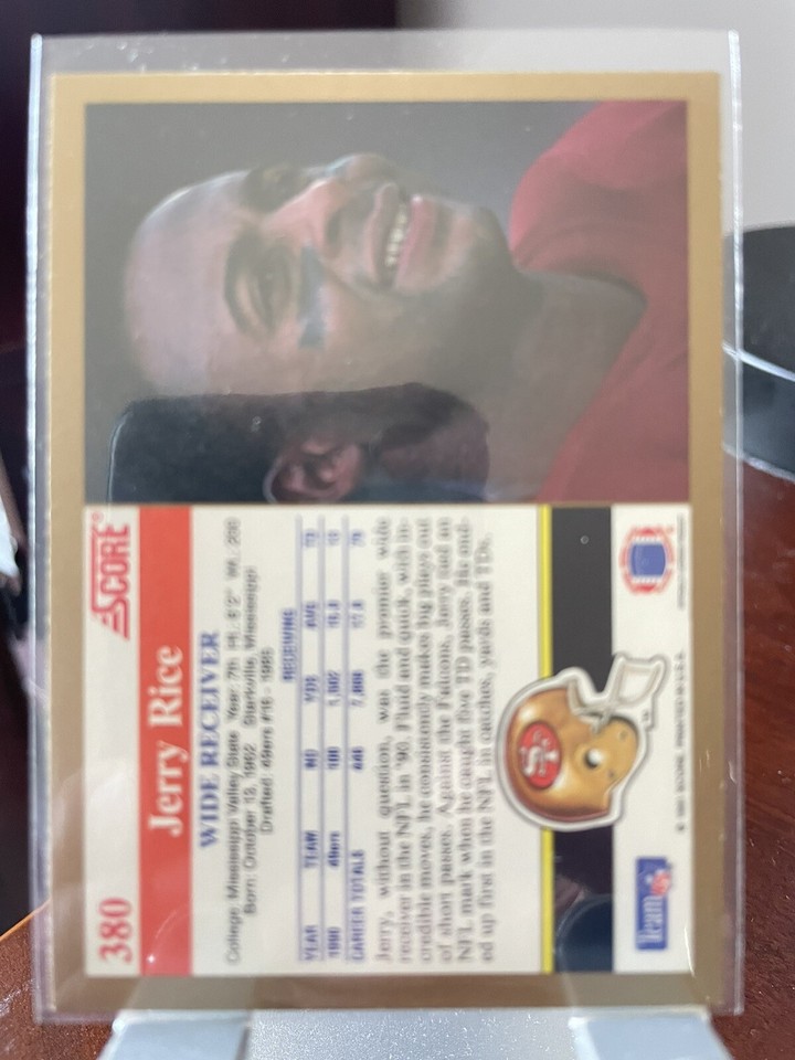 1991 Score - Jerry Rice - Base Card #380 San Francisco 49ers NFL w/ Top ...