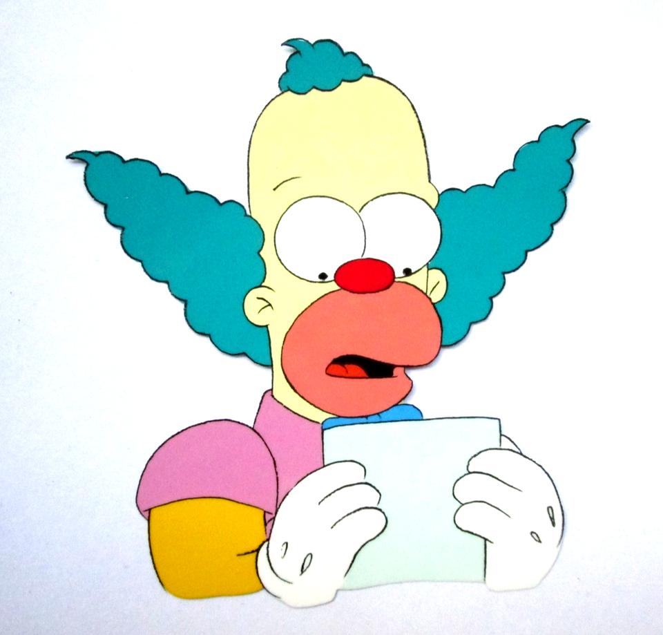 1990 SIMPSONS KRUSTY CLOWN FOX ORIGINAL PRODUCTION CEL Bart Homer ...