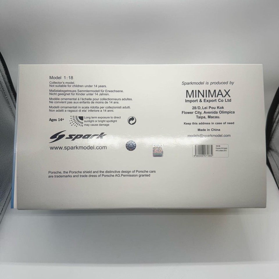 Spark 18S186 1/18 Porsche 919 Hybrid No.18 5th LMP1 R.Dumas - N.Jani ...