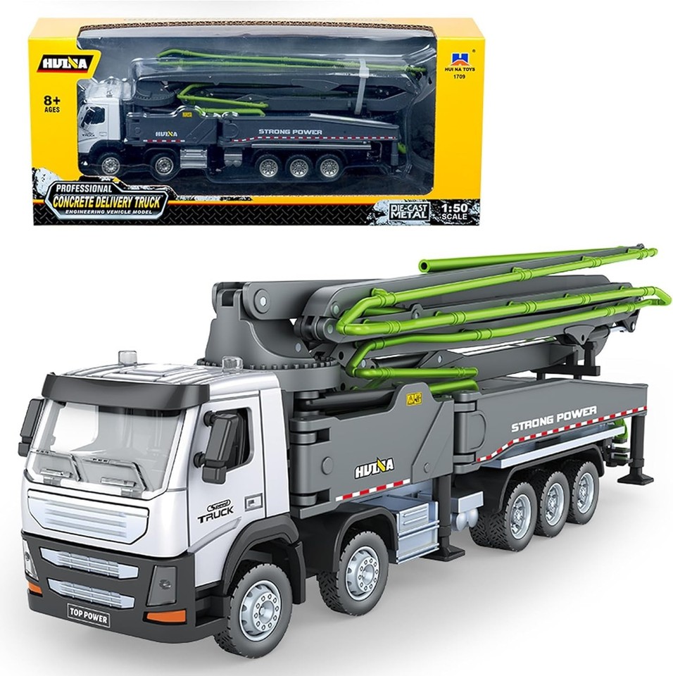 Concrete Pump Truck Construction Vehicles Toys,1:50 Scale Diecast Site ...