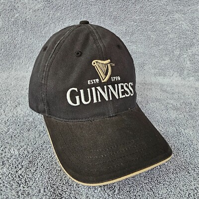 Guinness Brewery Hat Baseball Cap Hook & Loop Adjustable Black Dad Cap ...