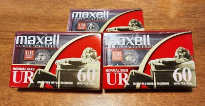 MAXELL UR 60 Minute Lot of 3 New Sealed Blank AUDIO CASSETTE TAPES UR60 ...