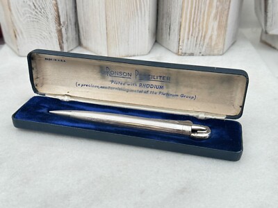 VINTAGE RONSON PENCILITER RHODIUM PLATE PENCIL & LIGHTER PEN IN BOX | eBay