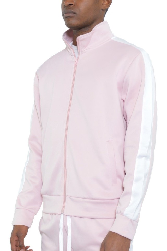 Mens Single Side Stripe Zip Up Track Jacket Activewear Gym Active ...