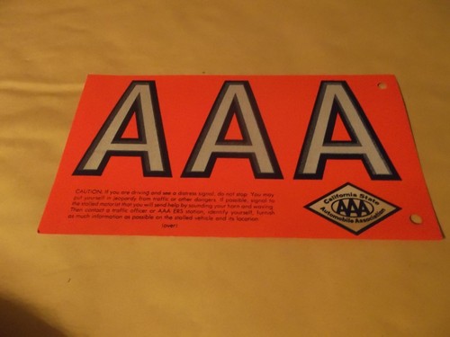 CALIFORNIA AAA CARDBOARD DISTRESS SIGN VINTAGE | eBay