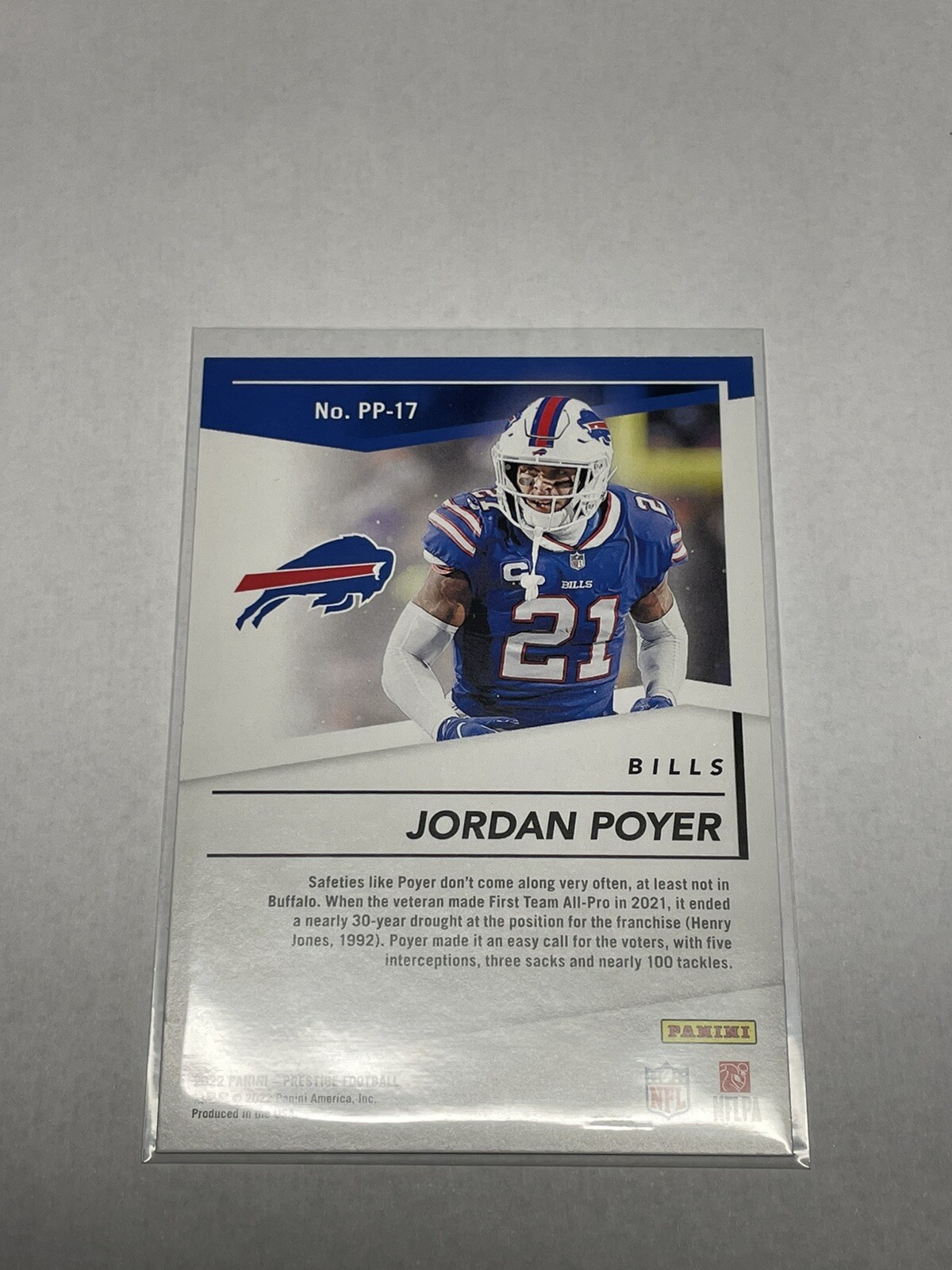 2022 Panini Prestige Jordan Poyer Prestigious Pros Card No. PP-17 ...