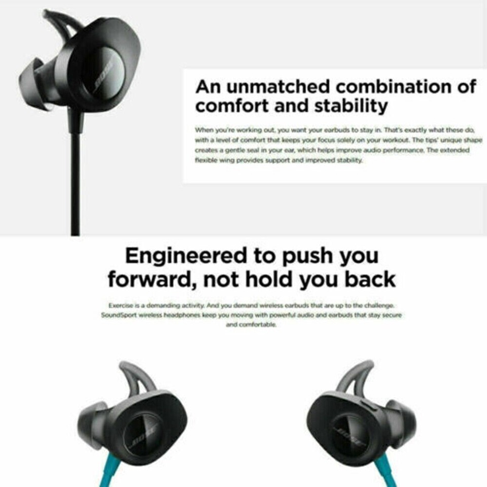 Bose SoundSport Wireless In Ear Bluetooth Headphones NFC Earbuds-All ...