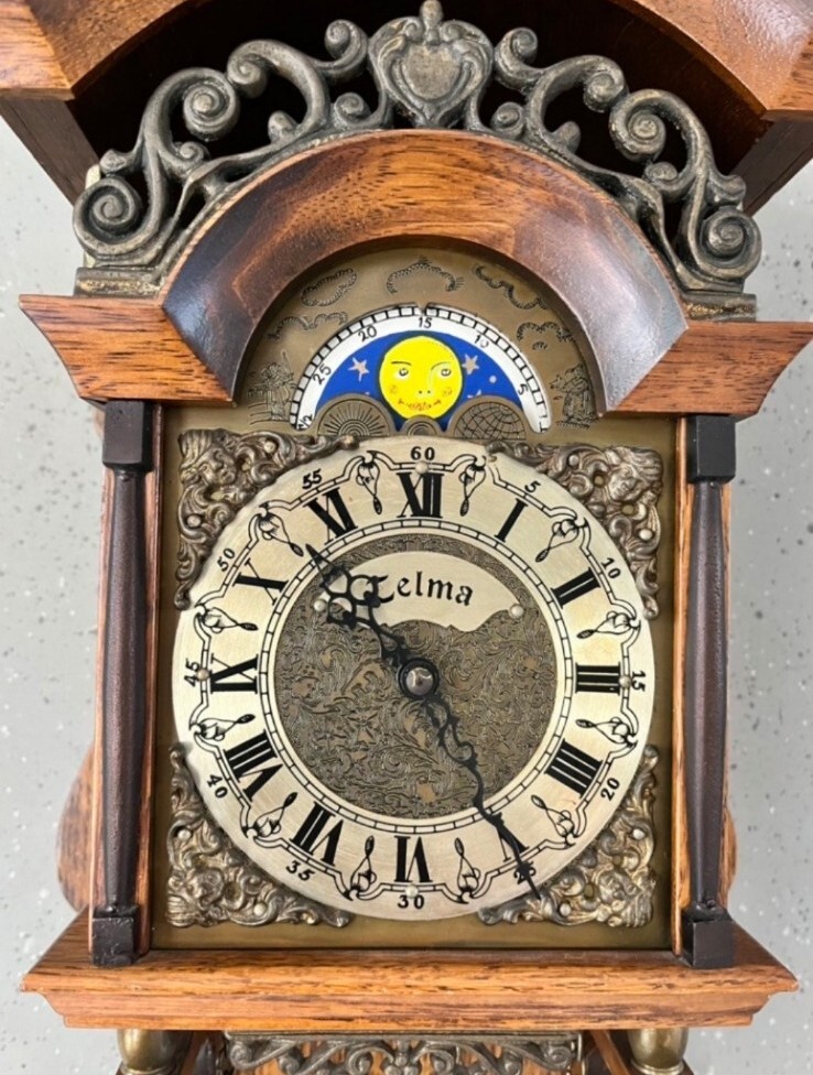 Vintage wall clock Dutch phase moon Franz Hermle Mechanical pendulum ...