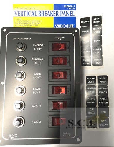 SEA DOG LINE ALUMINUM BOAT MARINE BREAKER PANEL 6 BREAKERS | eBay