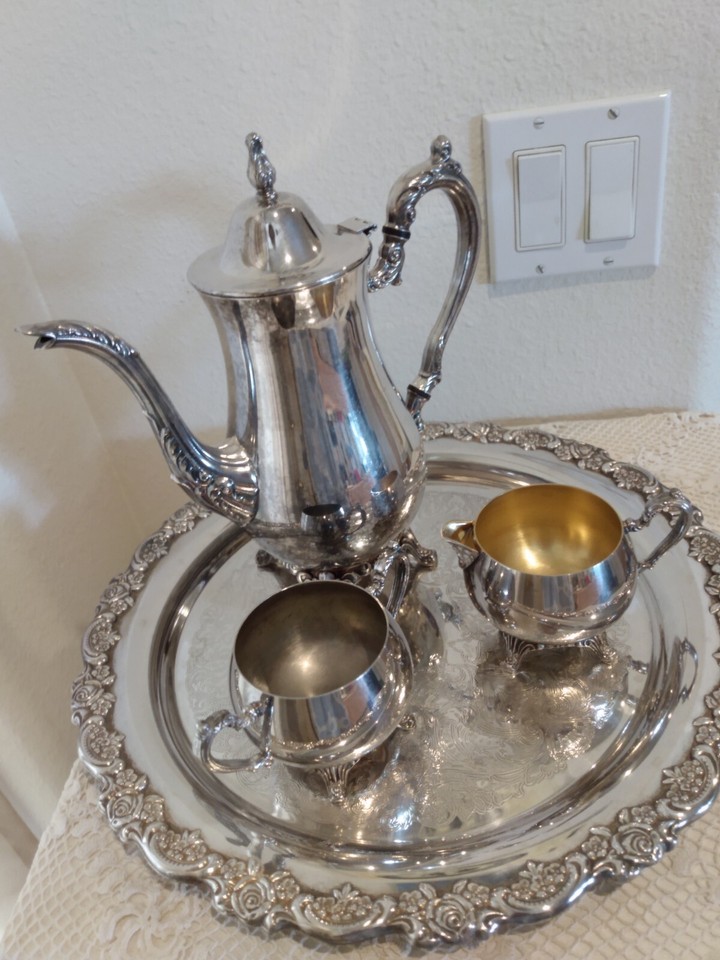 Oneida silver coffee/tea set with plate | eBay